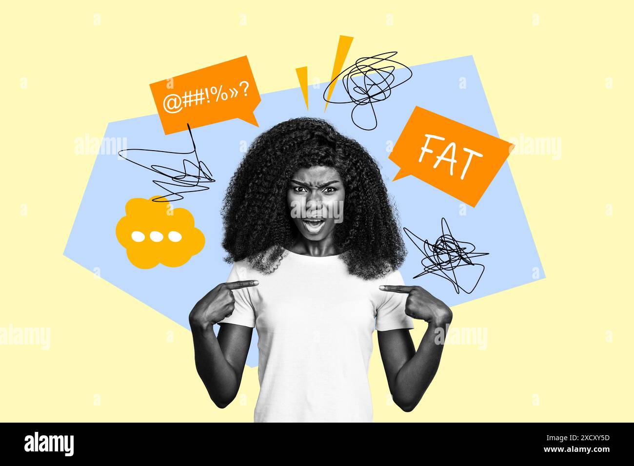 Trend artwork composite sketch image collage of confused woman show ...