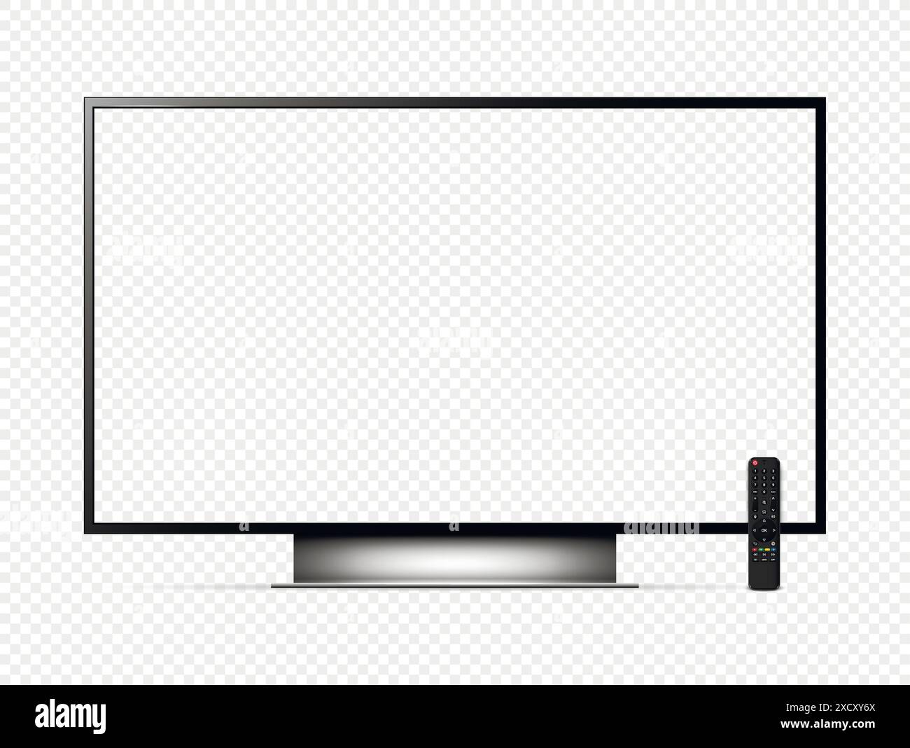 Realistic tv transparent screen with remote control isolated on ...
