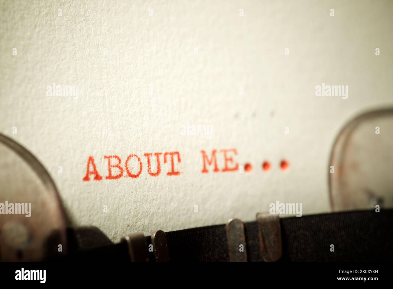 About me text written with a typewriter Stock Photo - Alamy