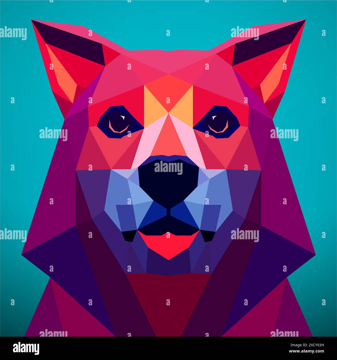Colorful bears head low poly style with a blue background, colorful ...