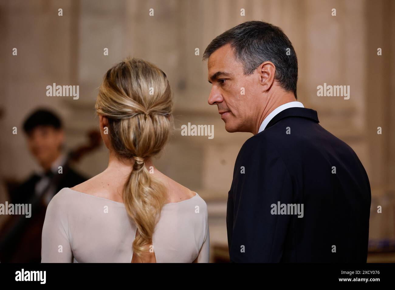 Spain's Prime Minister Pedro Sanchez and his wife Begona Gomez attend ...