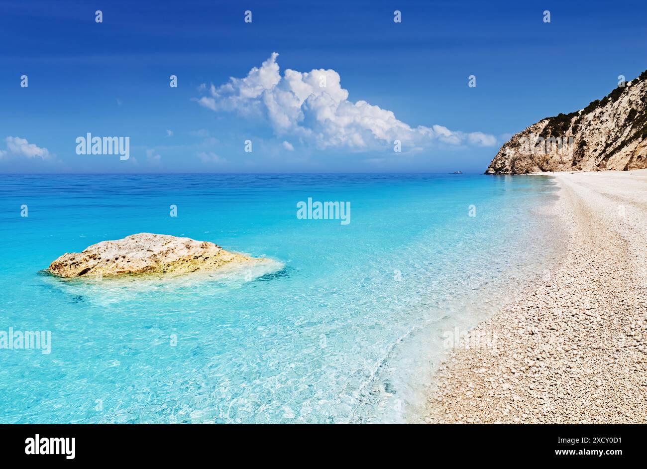 Egremni Beach one of the most beautiful beaches of Lefkada island on ...