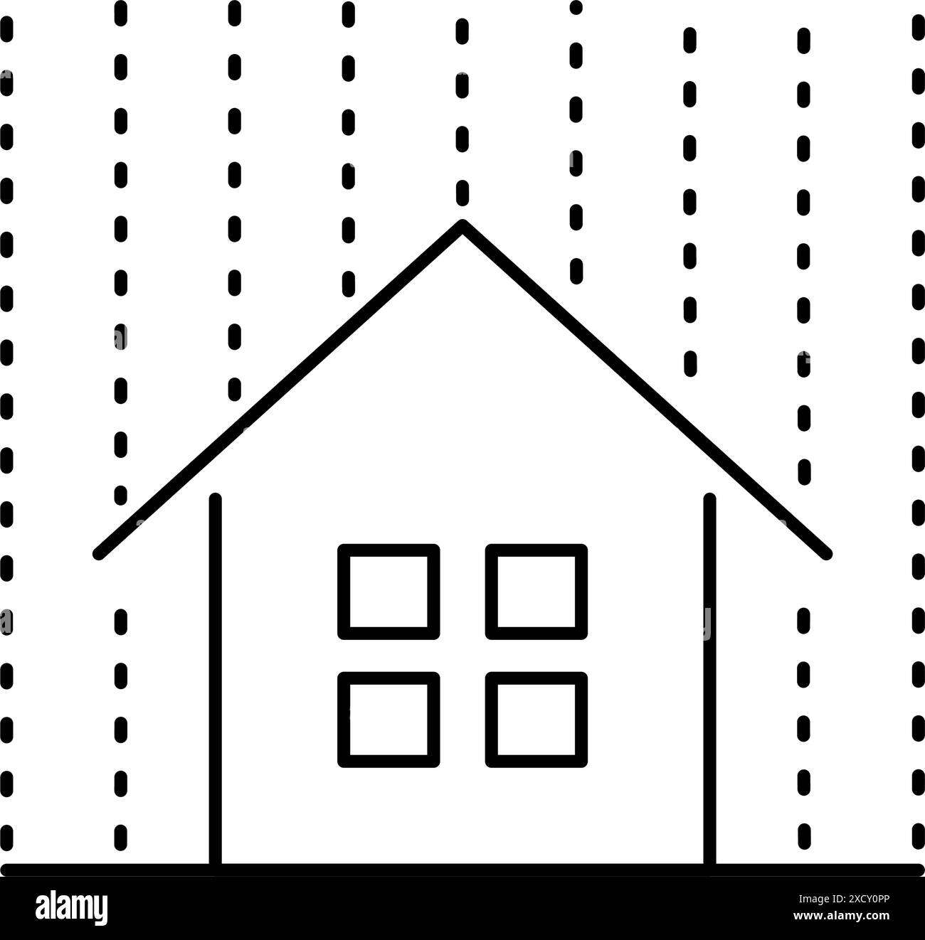 Simple line drawing icon of natural disasters, Torrential rain, Vector ...