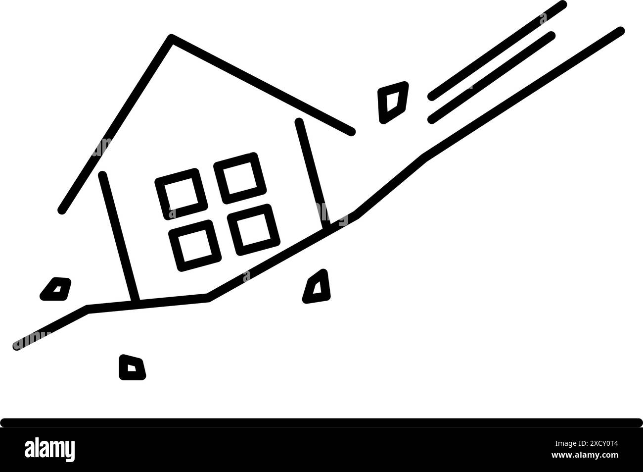 Simple line drawing icon of natural disasters, Landslide, Vector ...