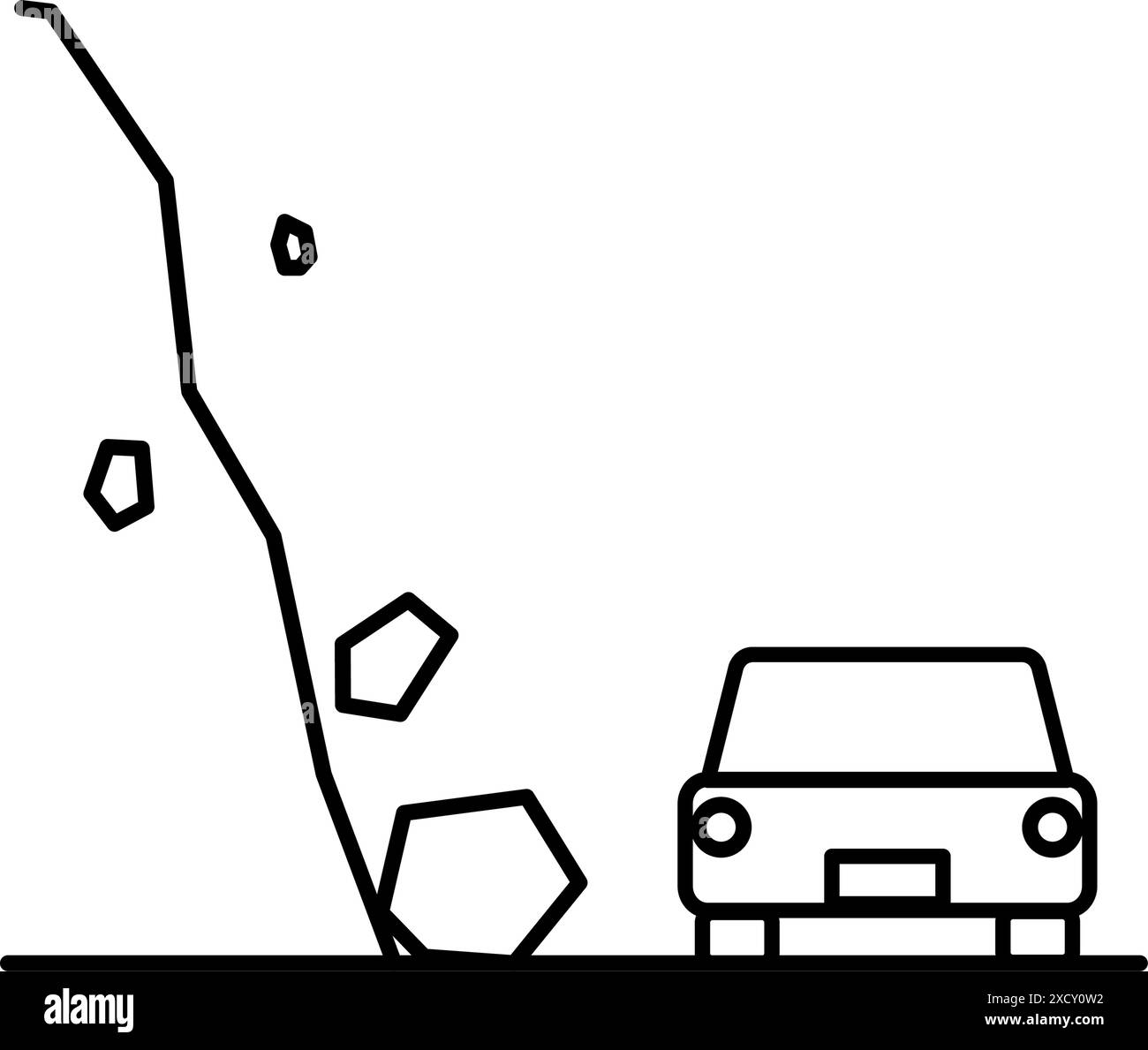 Simple line drawing icon of natural disasters, Landslide, Vector ...