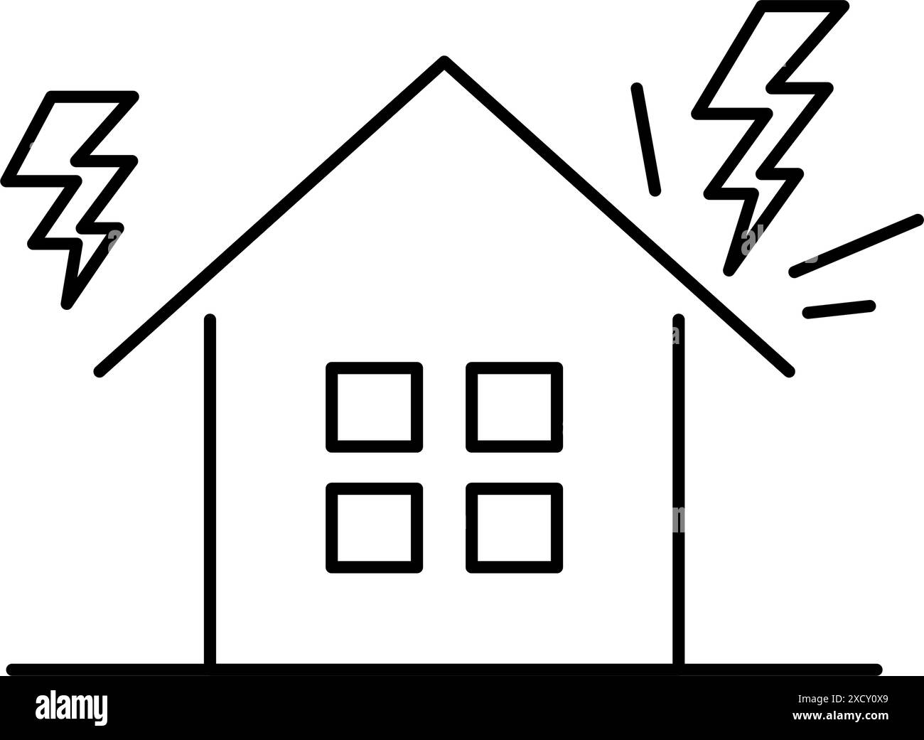 Simple line drawing icon of natural disasters, Thunderbolt, Vector ...