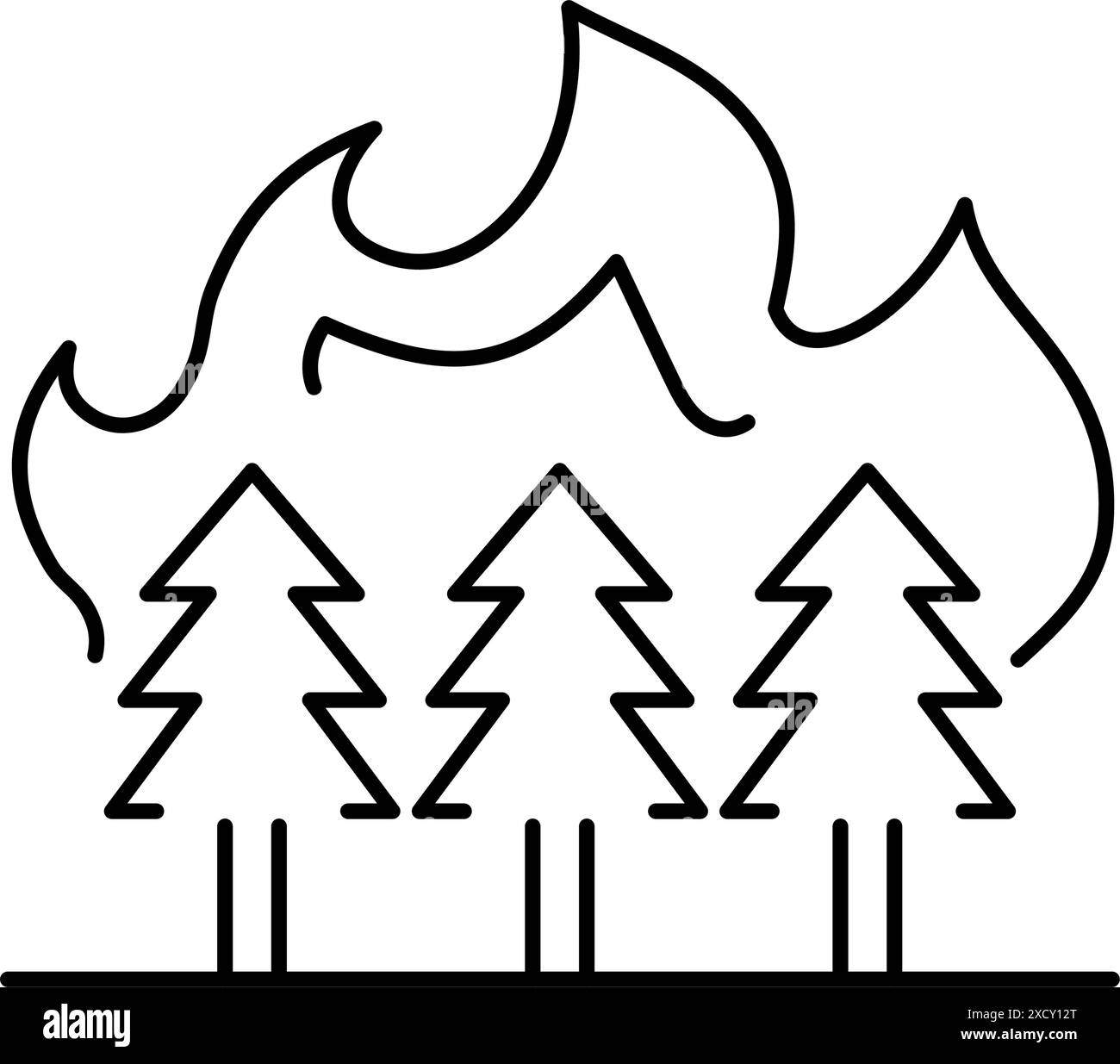 Simple line drawing icon of natural disasters, Forest fire, Vector ...