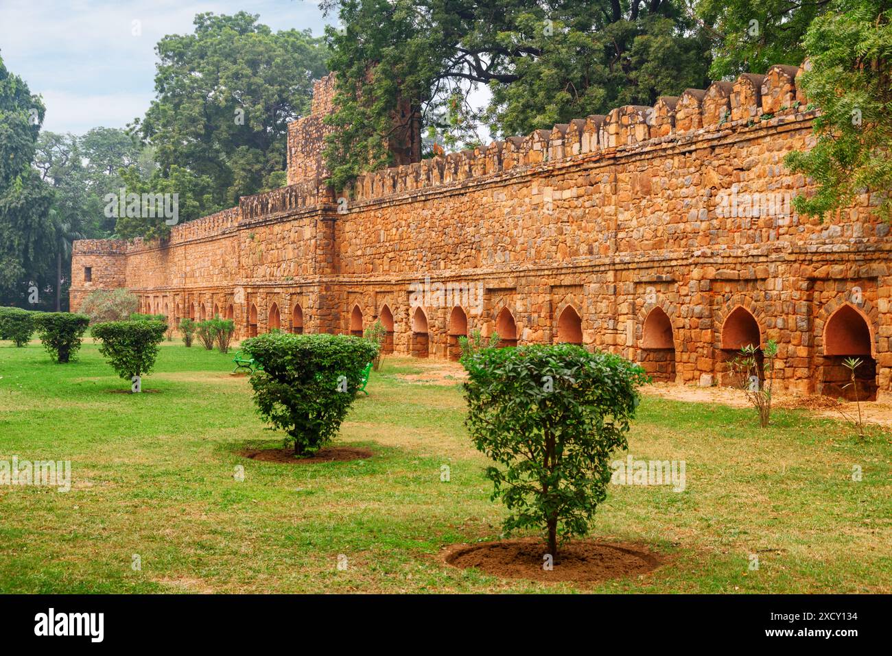 Scenic fortified walls of Sikandar Lodi's Tomb at Lodi Gardens in Delhi ...