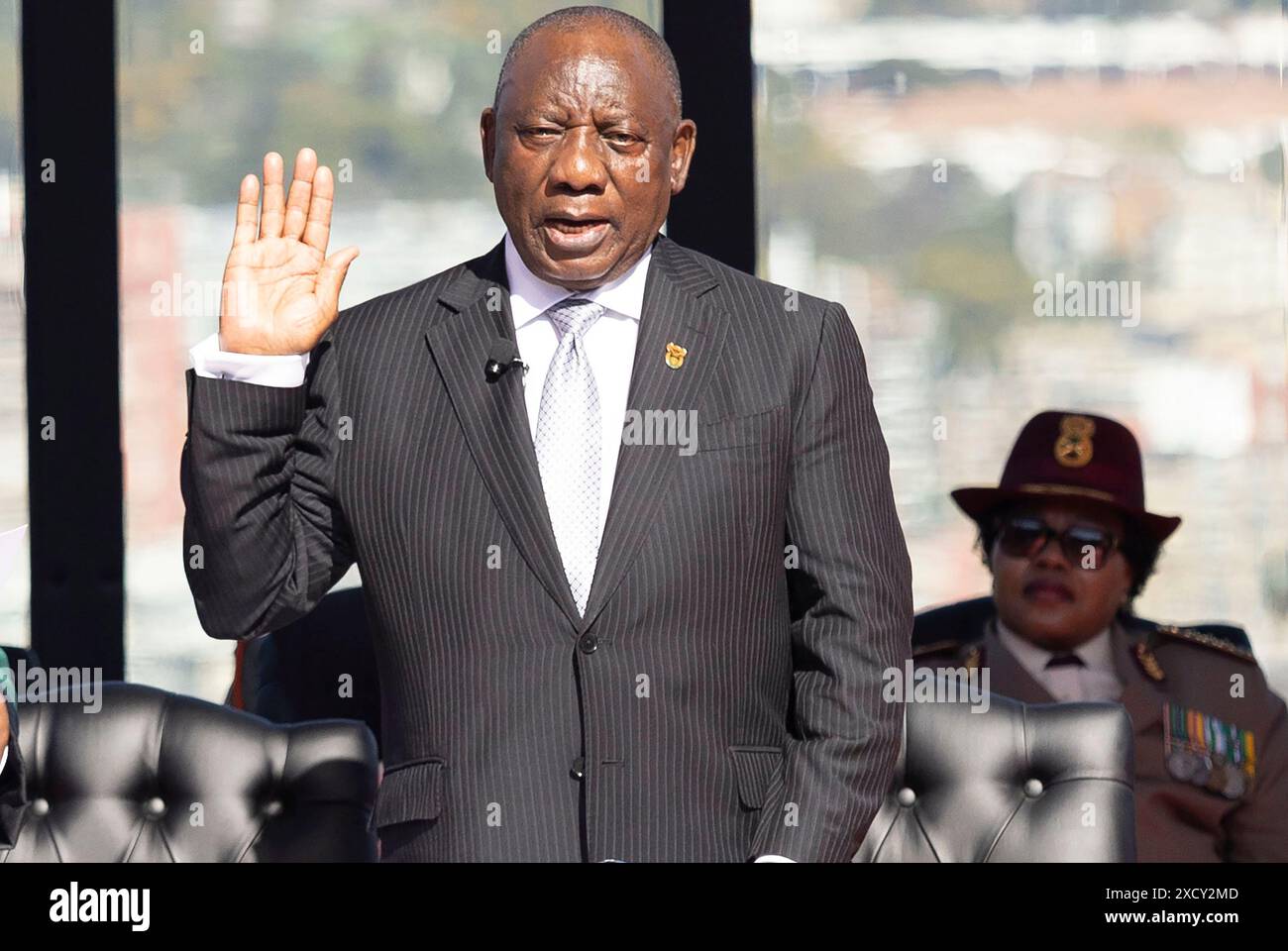 South Africa's Cyril Ramaphosa, is sworn in as President at his ...