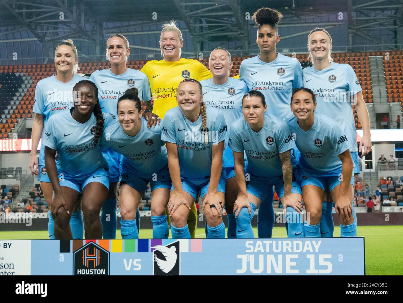 Houston, United States. 15th June, 2024. Houston Dash players pose for ...