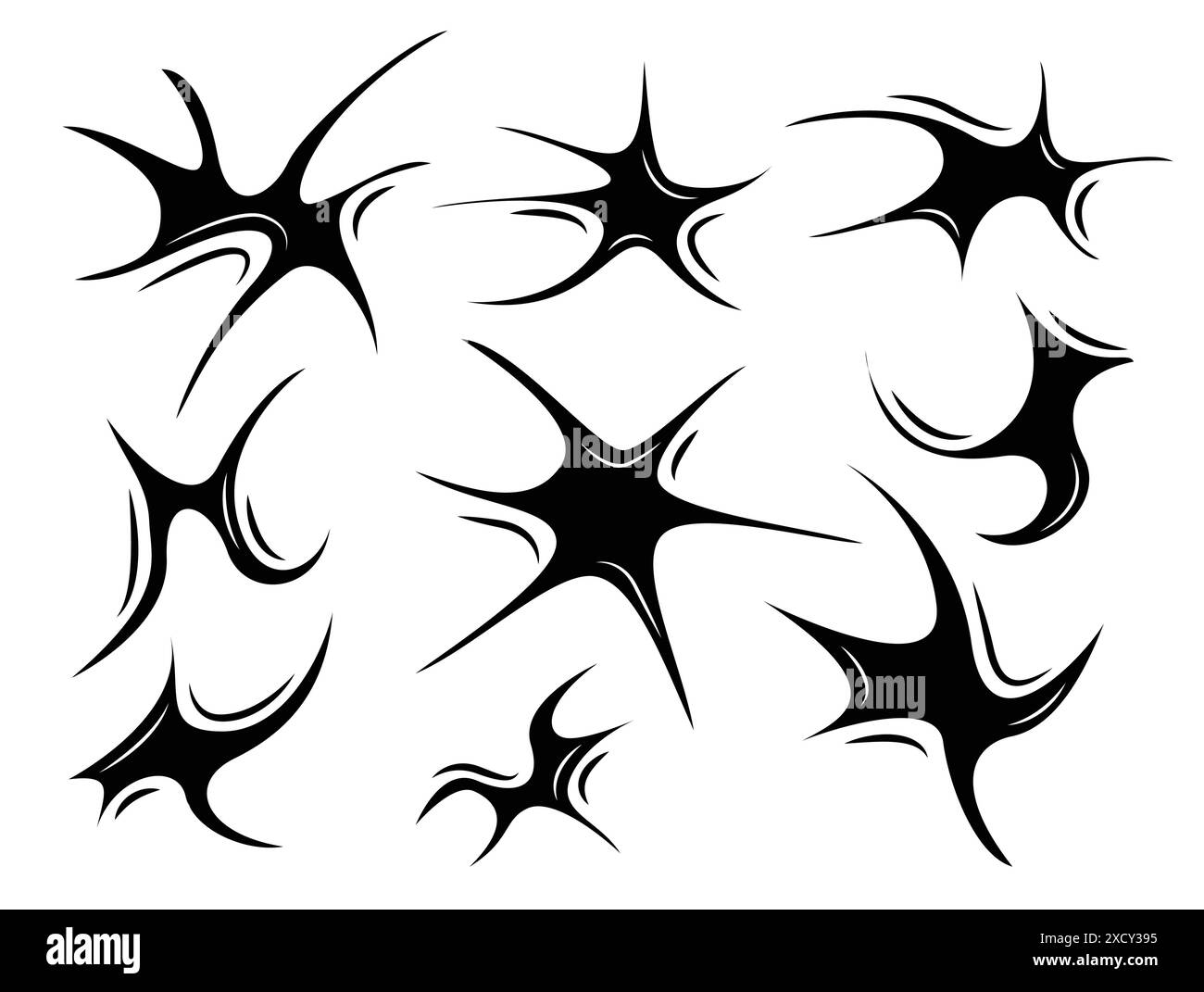Vector set of comic book elements of different shapes. Black symbols ...