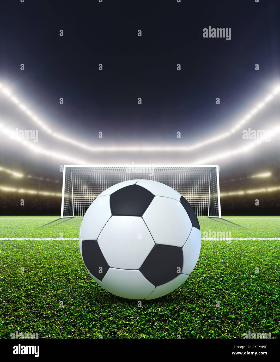 A goal net and floodlight on the pitch hi-res stock photography and ...