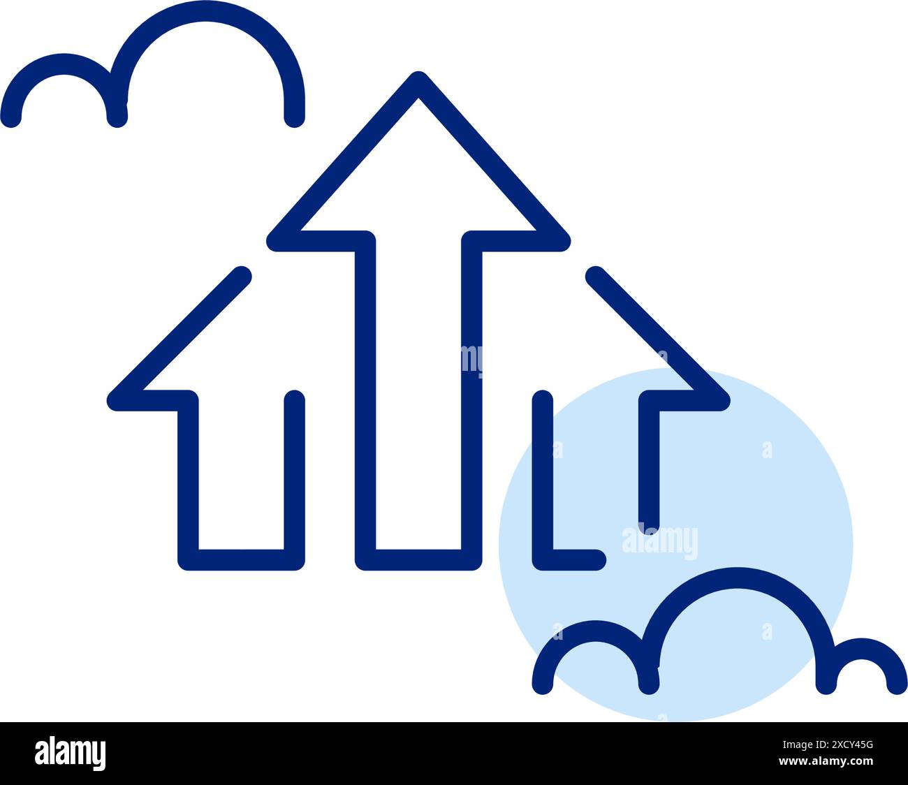 Arrows up in clouds. Cloud computing technology, growth and aspiration to success. Innovation ...
