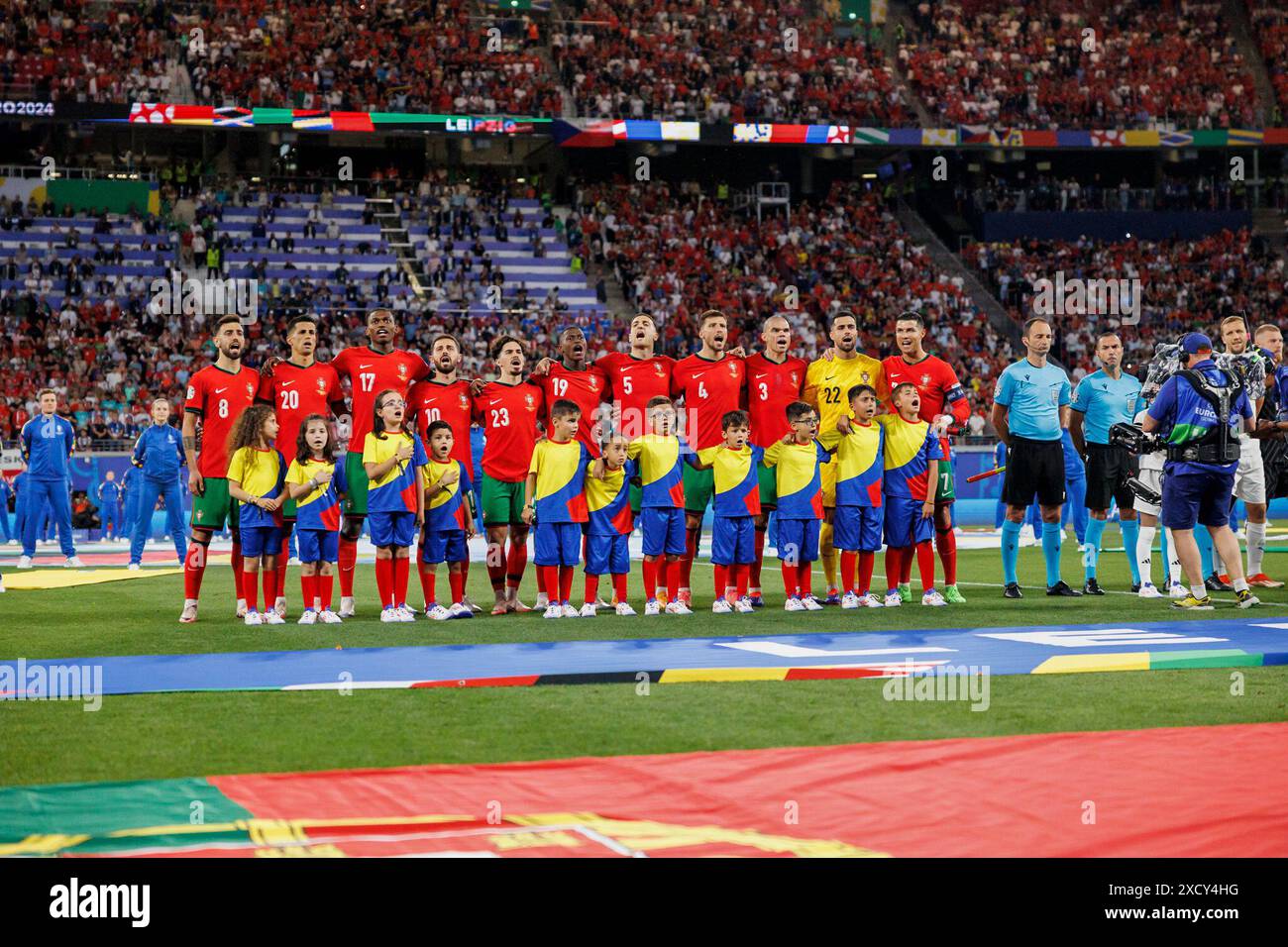 Leipzig, Germany. 18th June, 2024. Team of Portugal line up during the ...