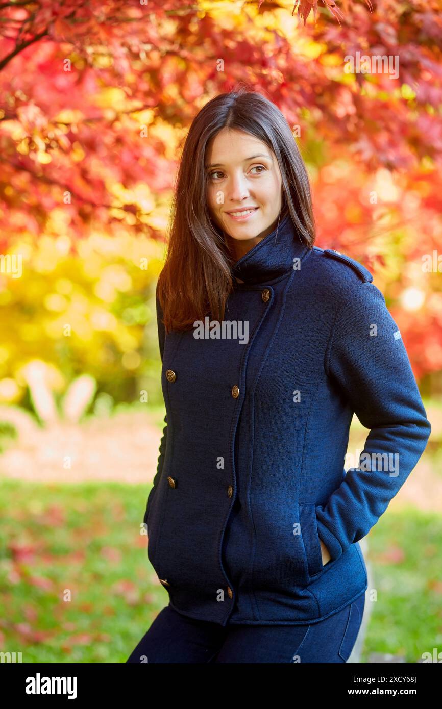 Woman in the forest, Trees in Autumn, Pagoetako Parke Naturala, Pagoeta ...