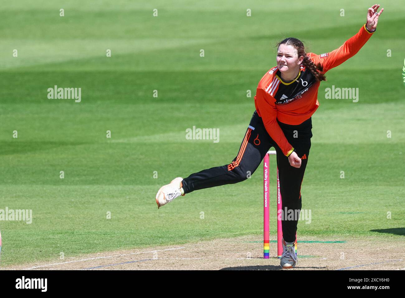 Birmingham, UK. 19th June, 2024. Josie Groves in action bowling during ...