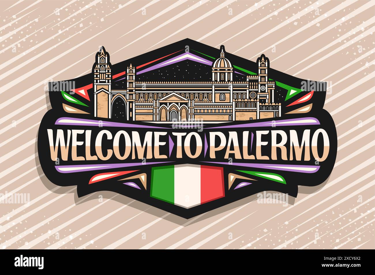 Vector logo for Palermo, black decorative signage with illustration of ...