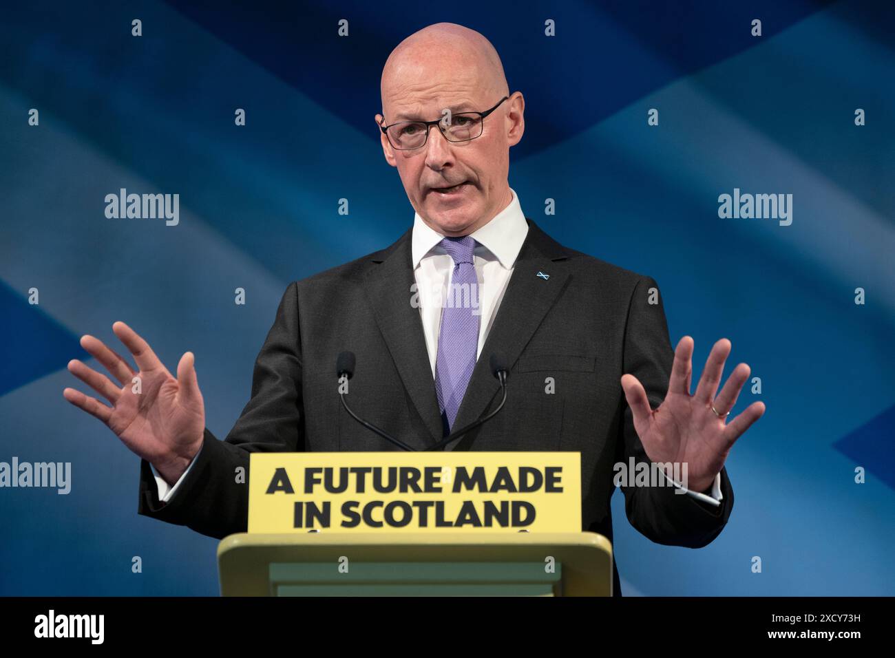 Scottish First Minister and SNP leader John Swinney during the party's ...