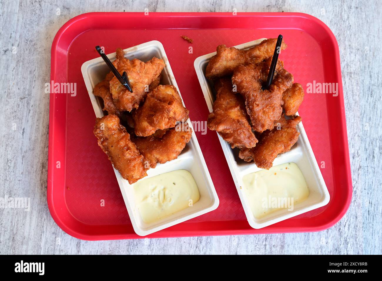 Traditional Dutch fish snack Kibbeling Stock Photo - Alamy