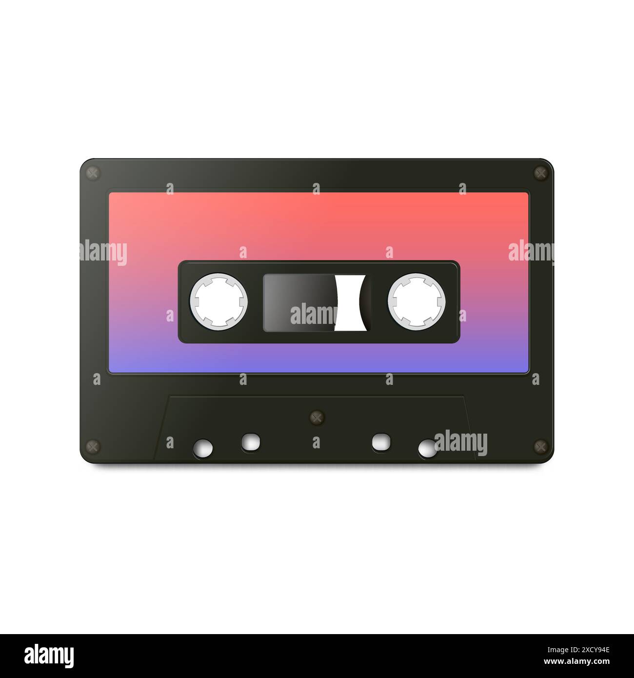 Plastic retro audio cassette, front view, vector illustration Stock ...