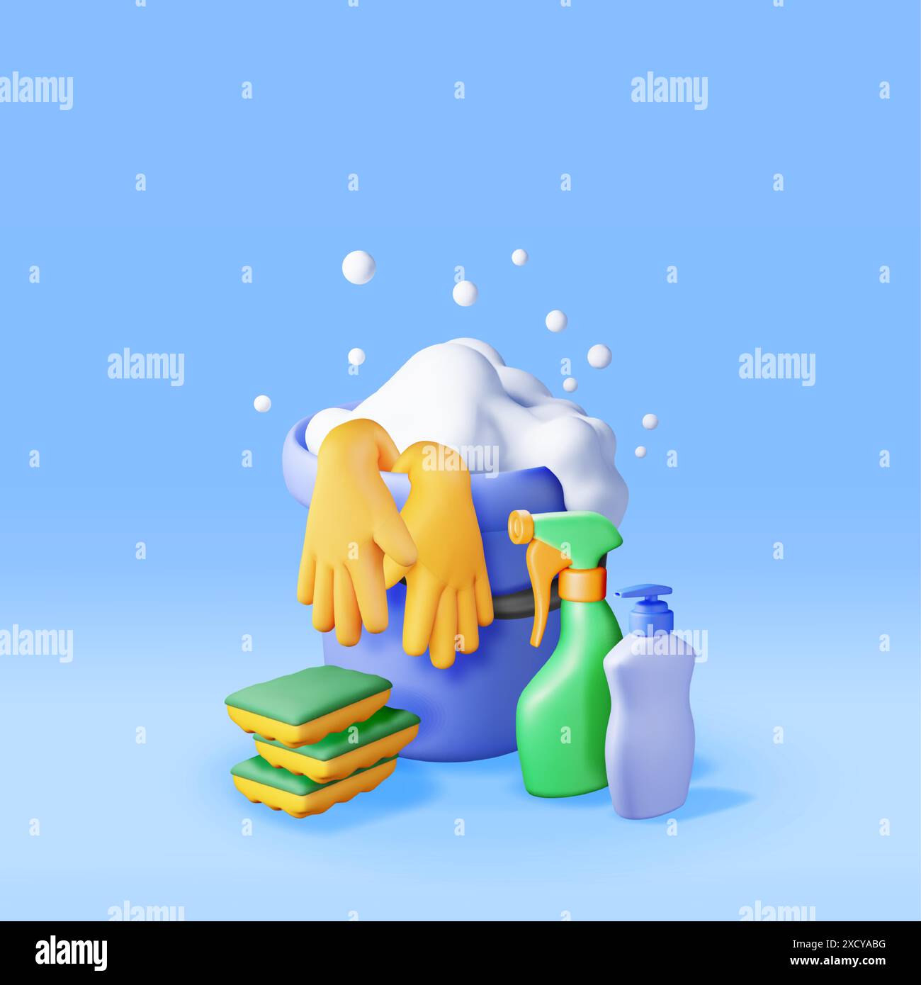 Housekeeping tools bucket foam Stock Vector Images - Alamy
