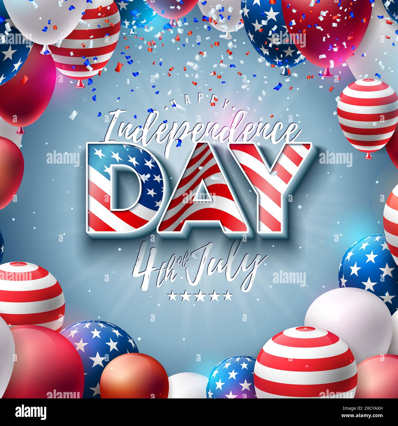 4th of July Independence Day of the USA Illustration with American Flag ...