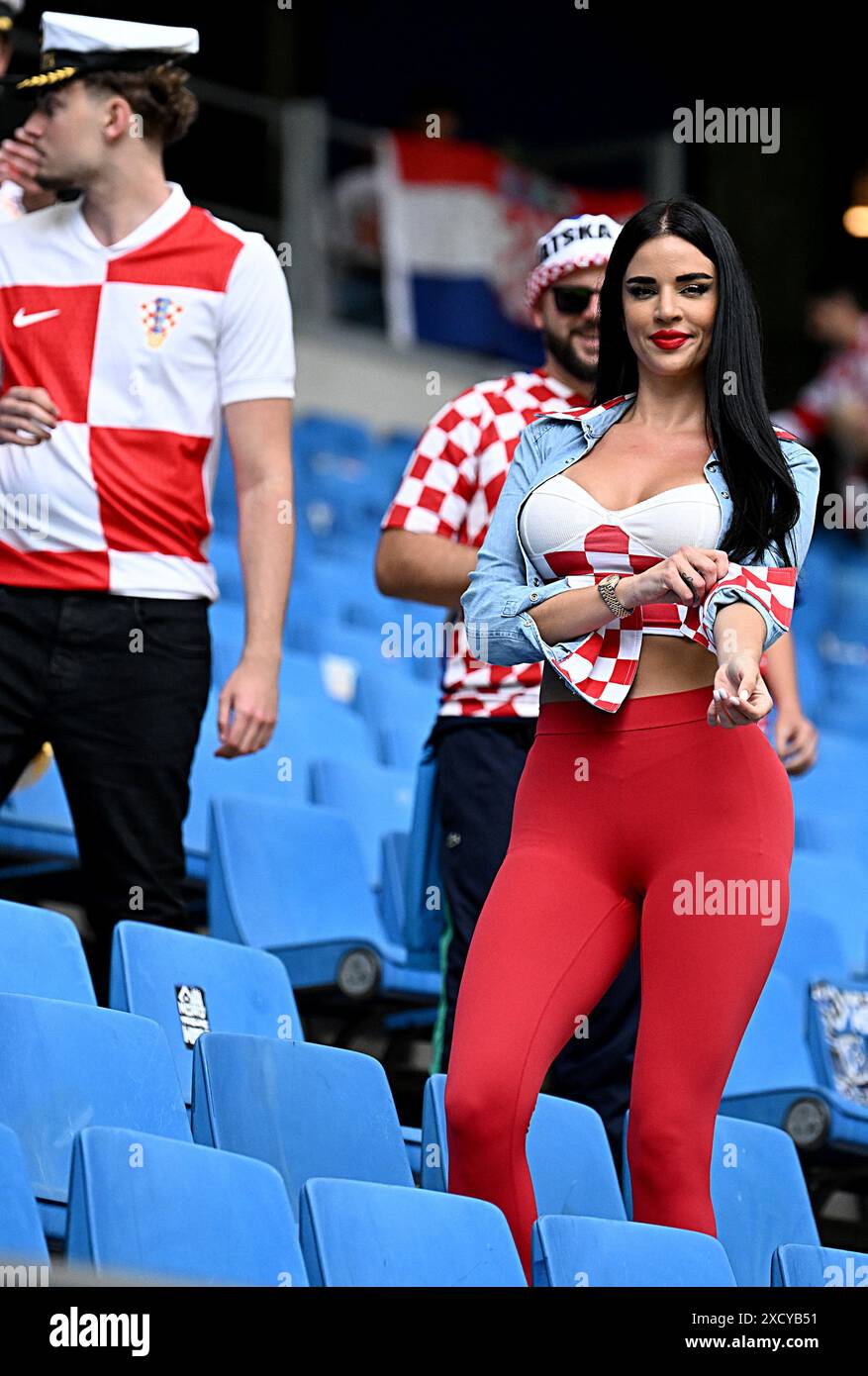 HAMBURG, GERMANY - JUNE 19: Fan of Croatia, Ivana Knoll, before the ...