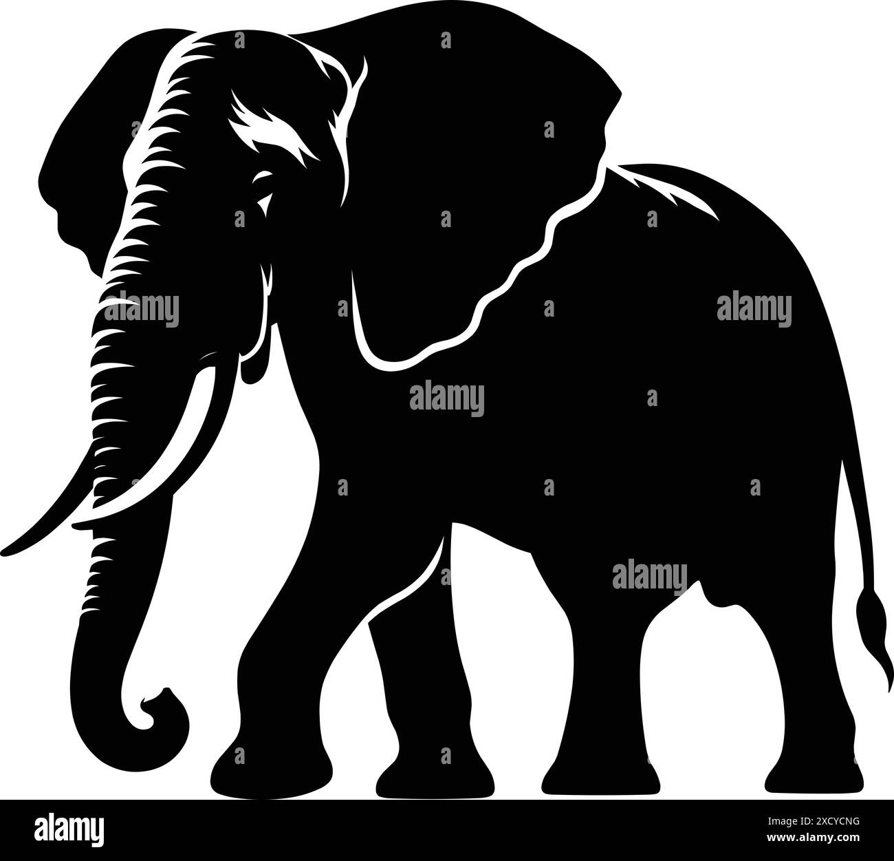 Cartoon elephant vector vectors Black and White Stock Photos & Images ...