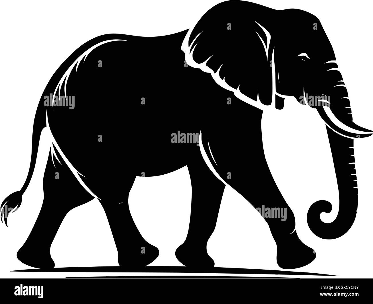 Cartoon elephant vector vectors Black and White Stock Photos & Images ...