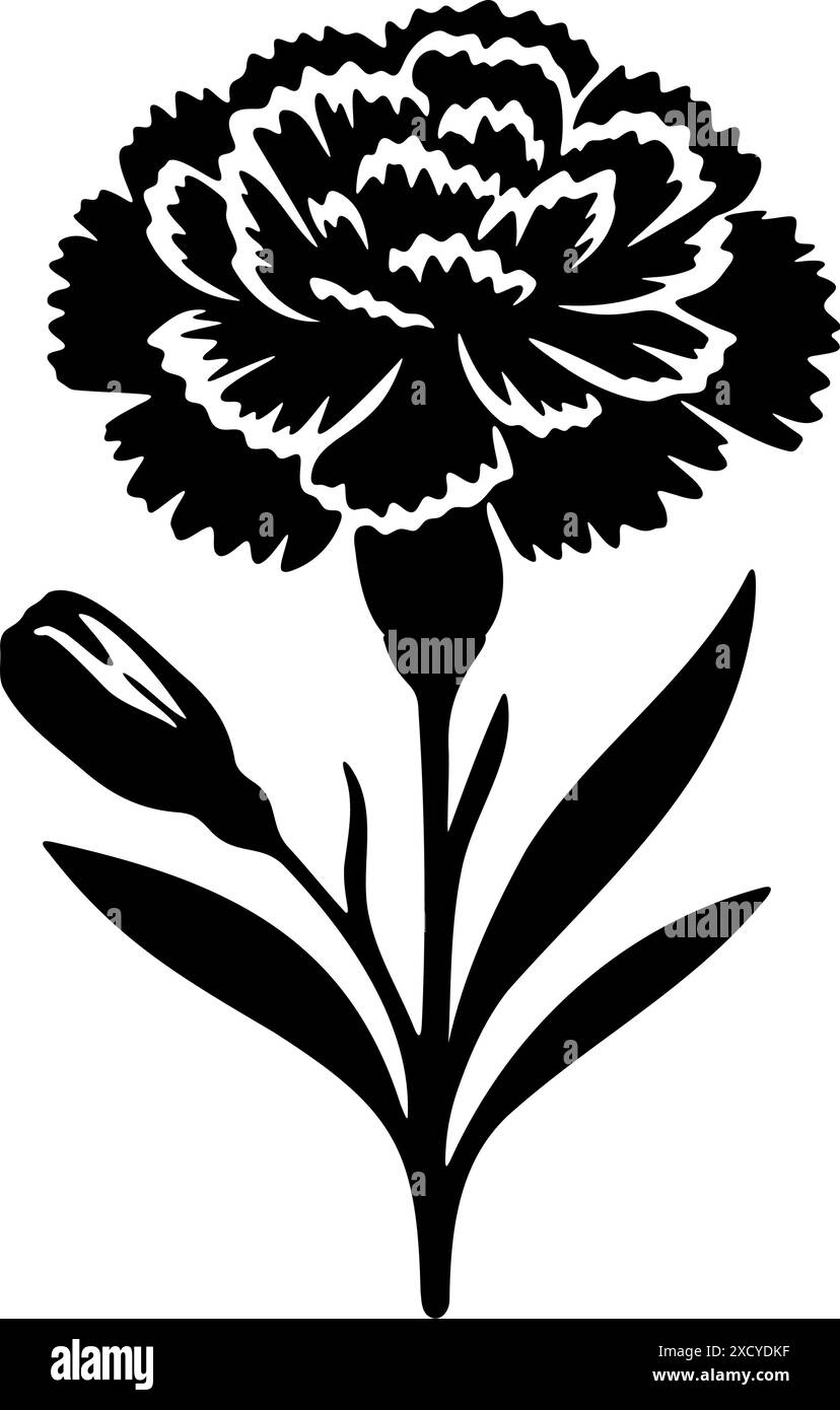 Carnation flower silhouette. Vector illustration Stock Vector Image ...