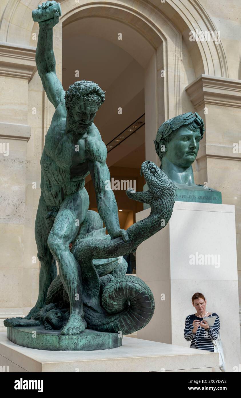 Paris, France - 06 14 2024: Le Louvre Museum. Hercules Fighting ...