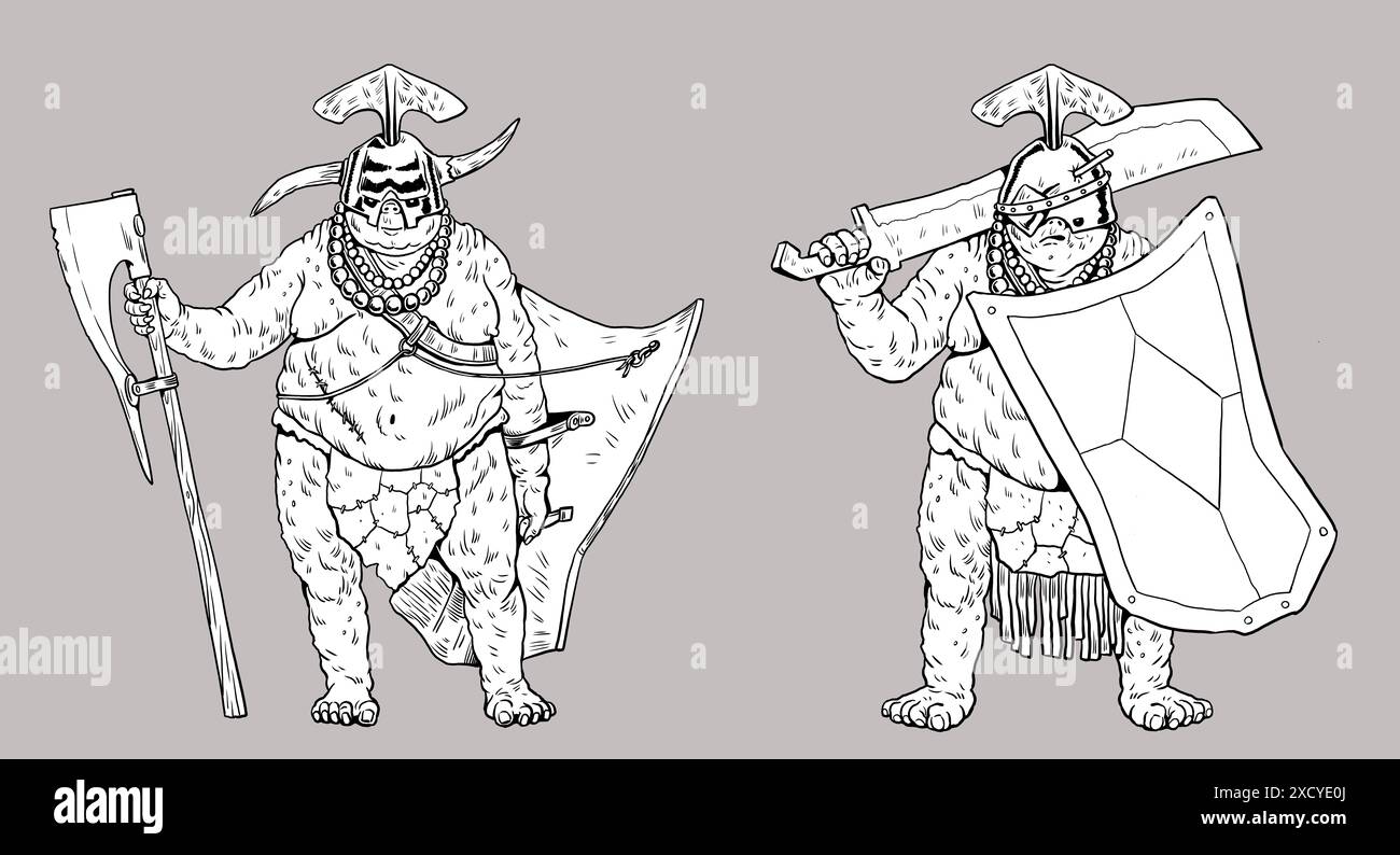 Fantasy creature - Troll. Fantasy drawing with monster warriors to ...