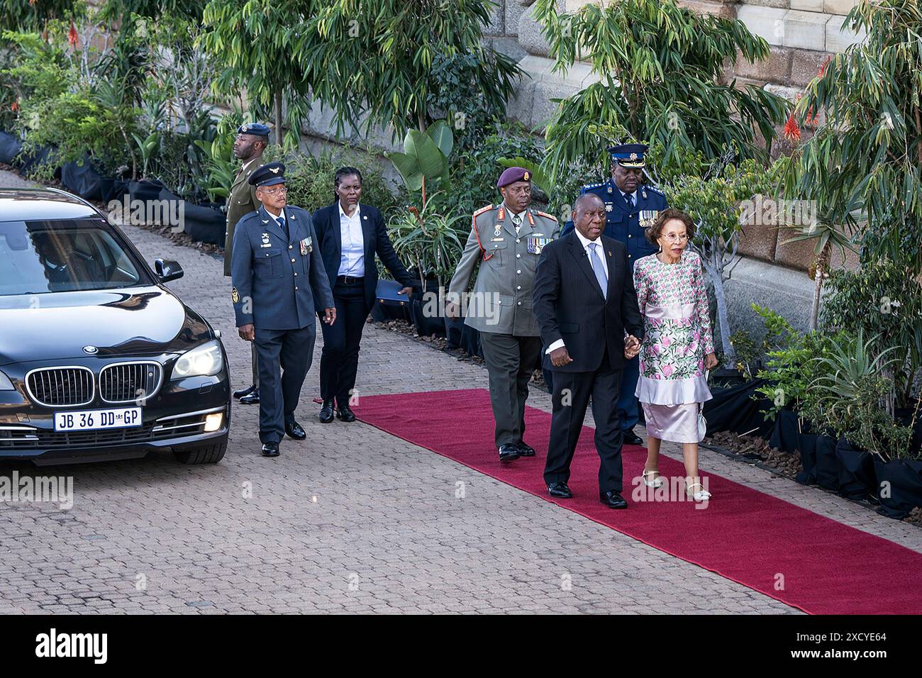 President-elect Cyril Ramaphosa, foreground left, and his wife Tshepo ...