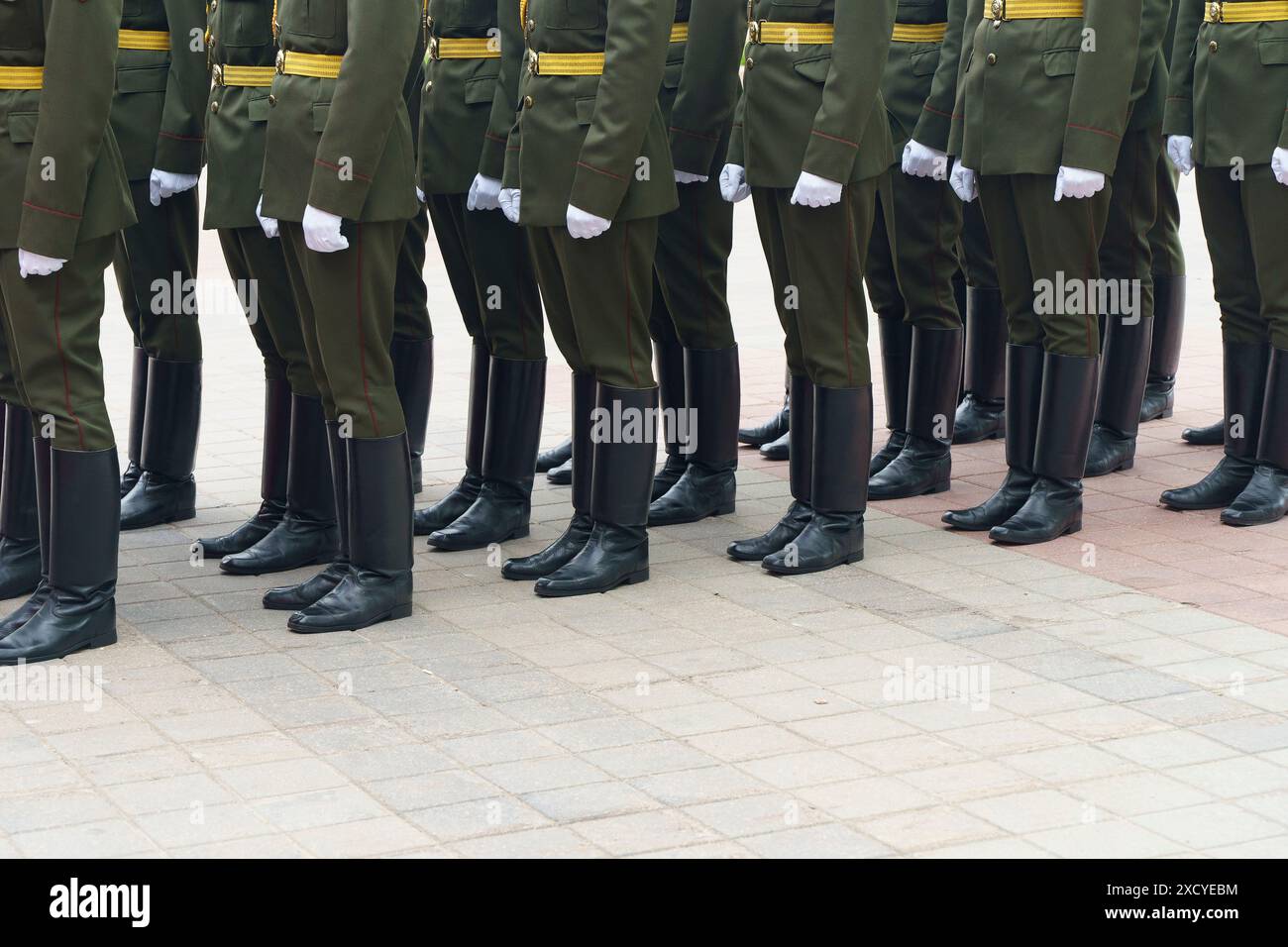 Moscow, Russia - June 15, 2024: Cadets of the Russian armed forces and the Soviet army. High ...