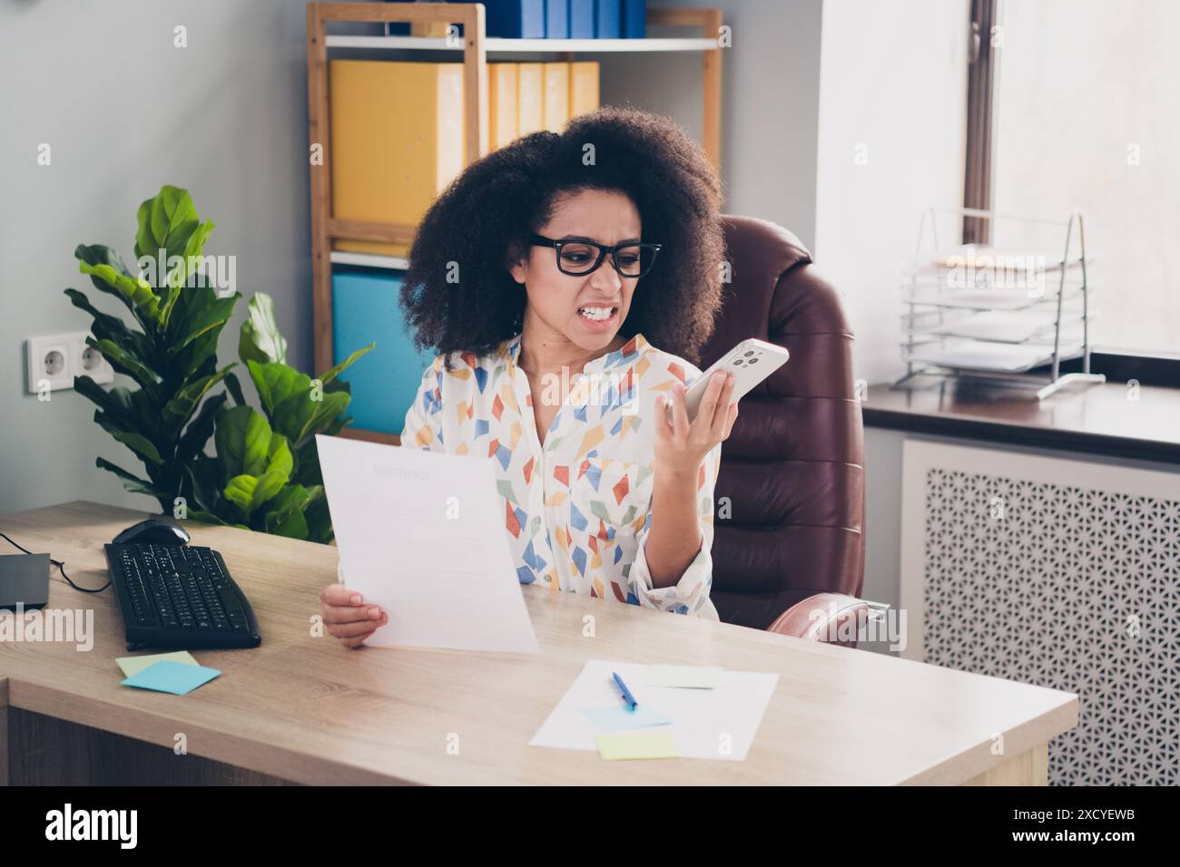 Photo of mad angry woman boss working in office screaming indoors ...