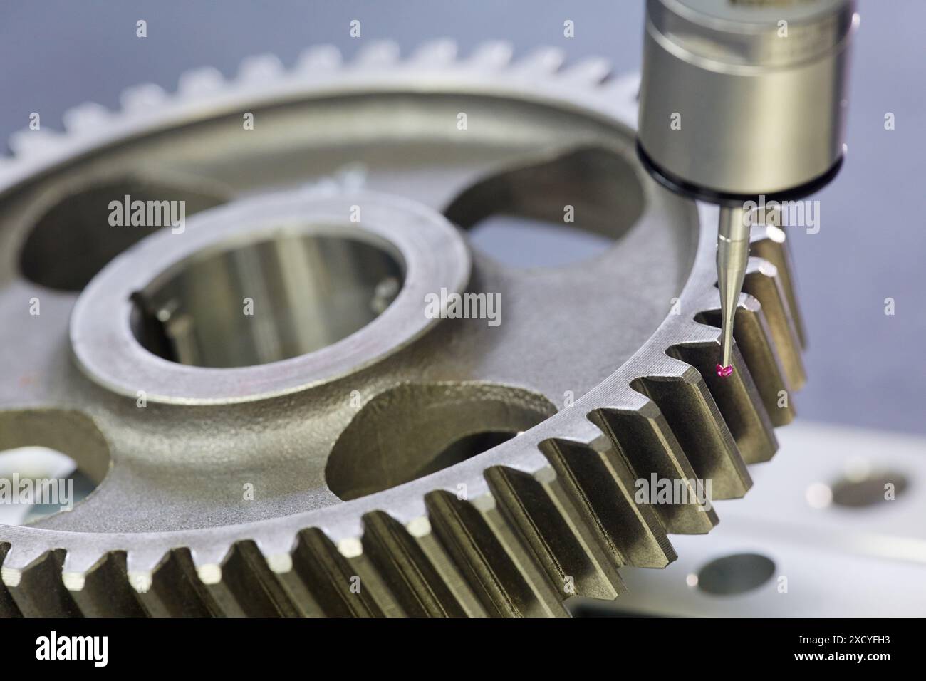 Gear. Measurement of a piece in CMM. Coordinate Measuring Machine ...