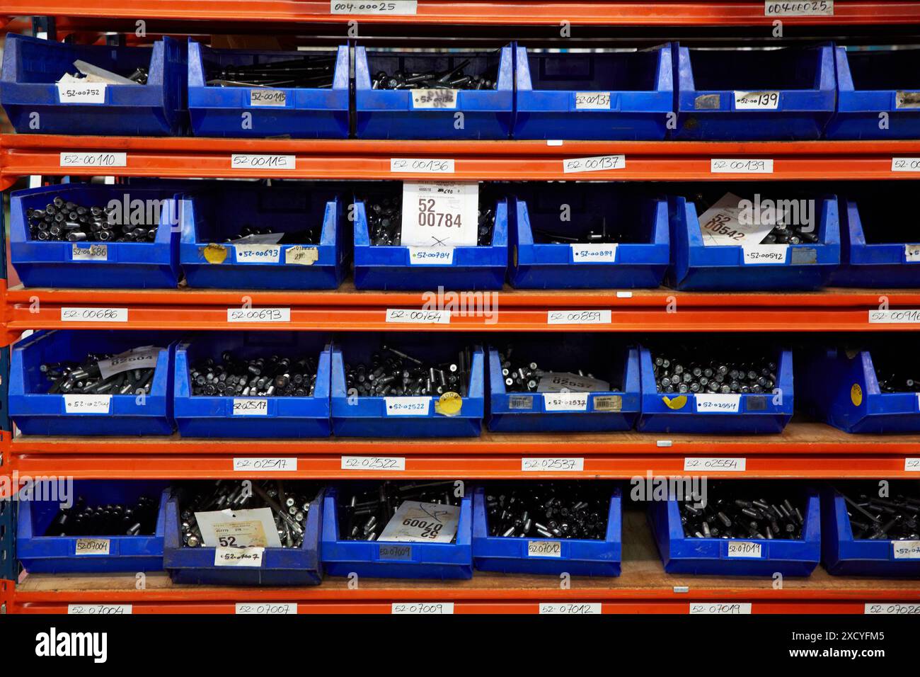 Boxes with industrial parts. Warehouse Stock Photo - Alamy