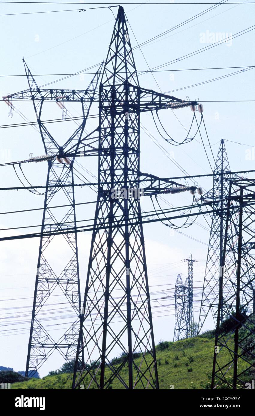 Pylons. El Musel, port of Gijón. Asturias. Spain Stock Photo - Alamy