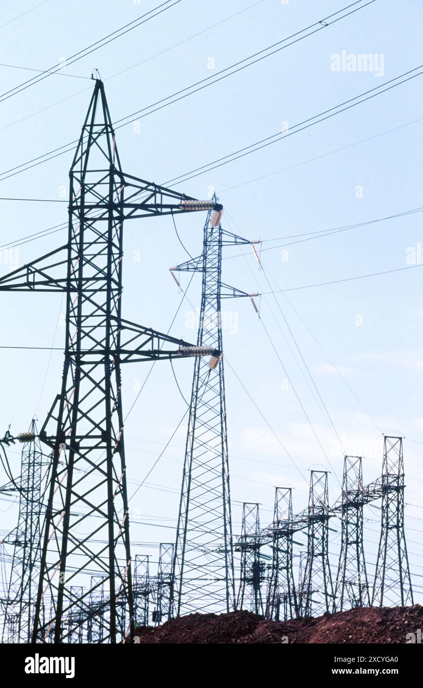 Pylons. El Musel, port of Gijón. Asturias. Spain Stock Photo - Alamy