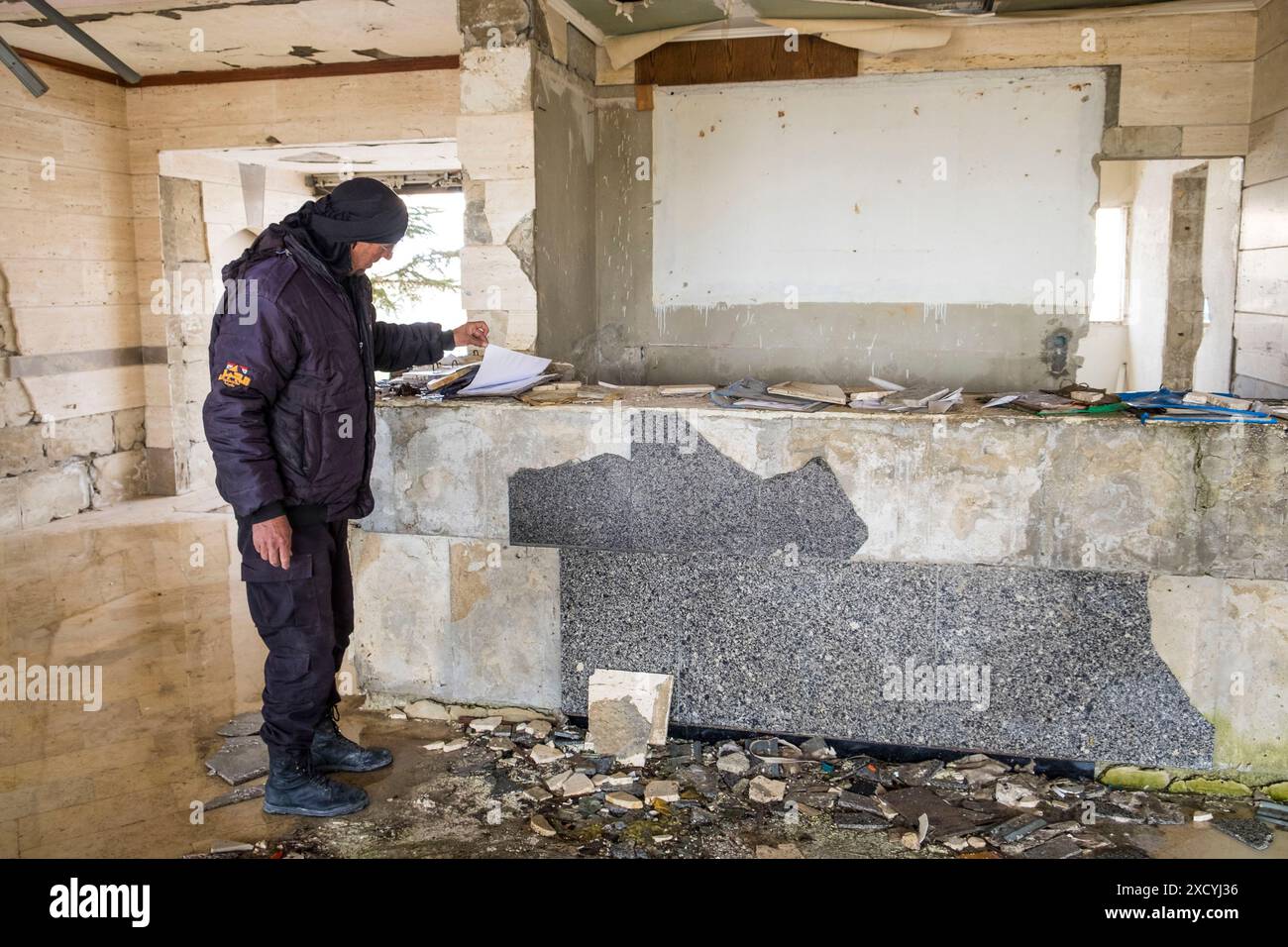 Syria, Ma'lula; Maaloula, Ruins of Safir Hotel bombed out in civil war ...