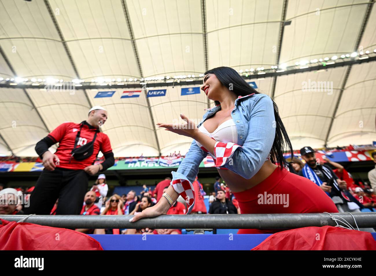 HAMBURG, GERMANY - JUNE 19: Fan of Croatia, Ivana Knoll pose to ...