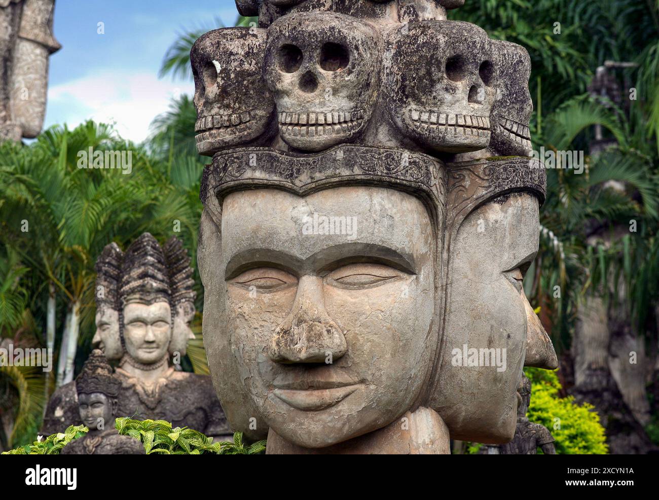 Laos, Vientiane - Xieng Khuan or Buddha Park with many Buddha and Hindu ...