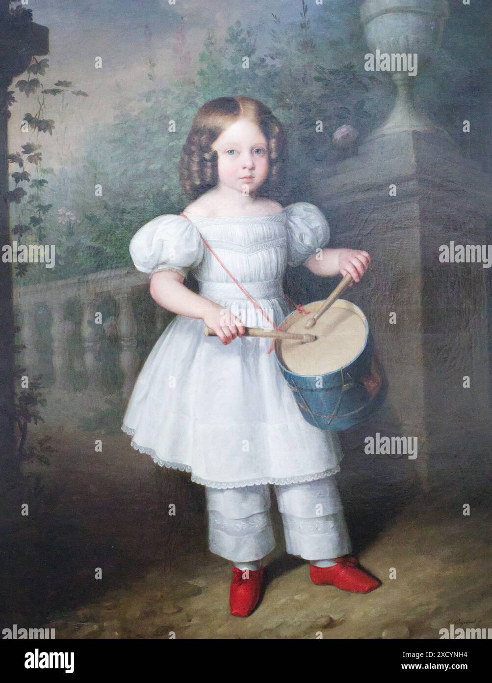 Antonio María Esquivel 1806-1857. Oil painting, Girl playing the drum ...