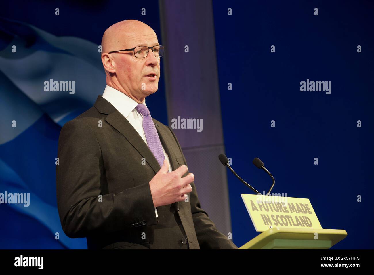 Edinburgh, UK, 19th June 2024: John Swinney, SNP leader, launches the ...