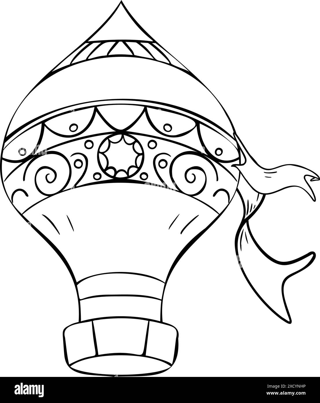 Black and white hot air balloon with ribbon vector illustration ... Black and white hot air balloon with ribbon vector illustration ...