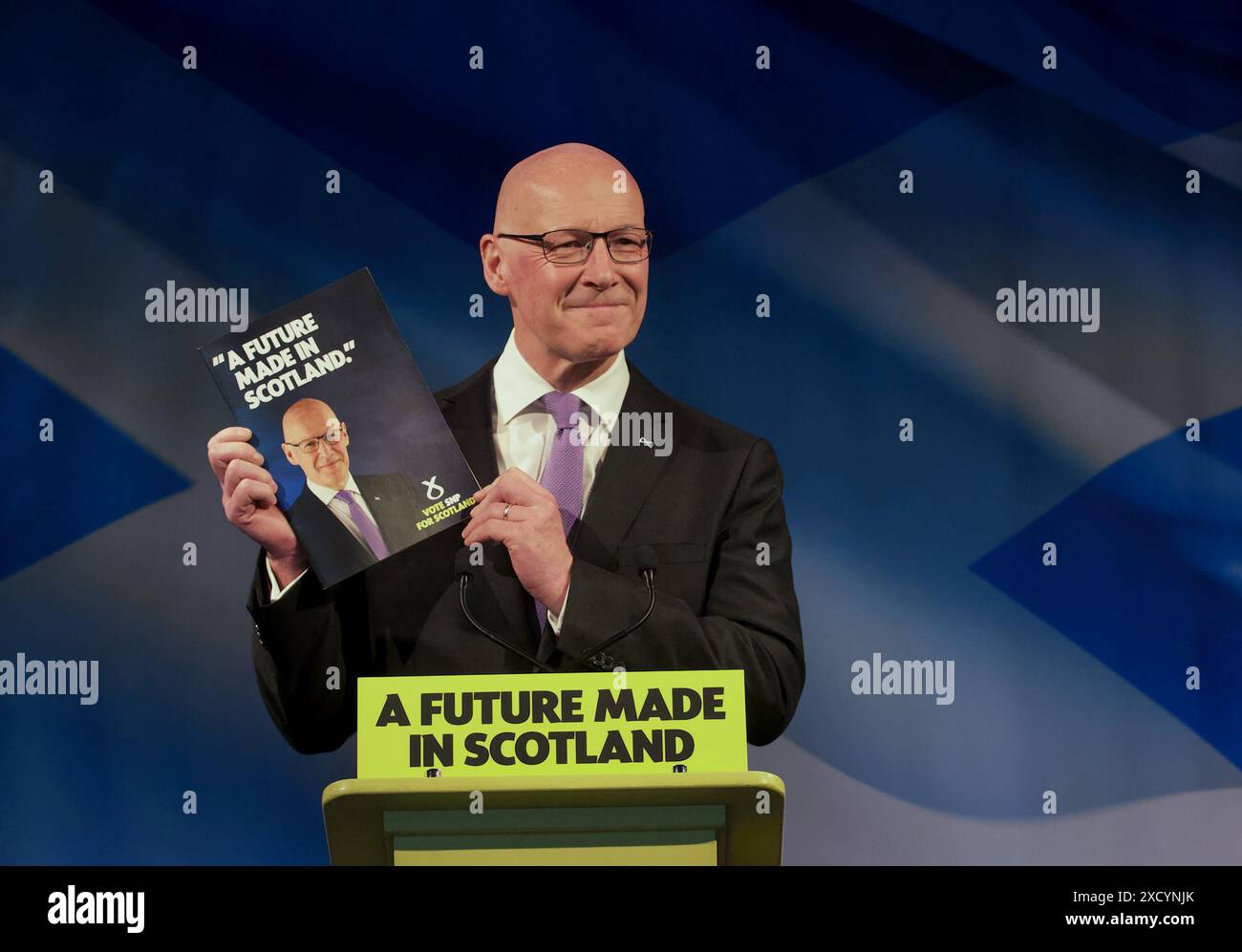 Edinburgh, UK, 19th June 2024: John Swinney, SNP leader, launches the ...