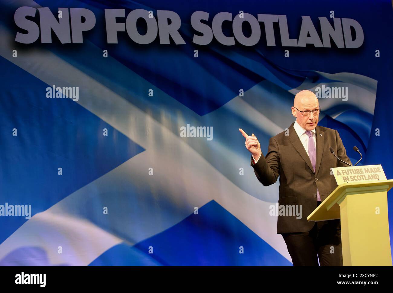 Edinburgh, UK, 19th June 2024: John Swinney, SNP leader, launches the ...