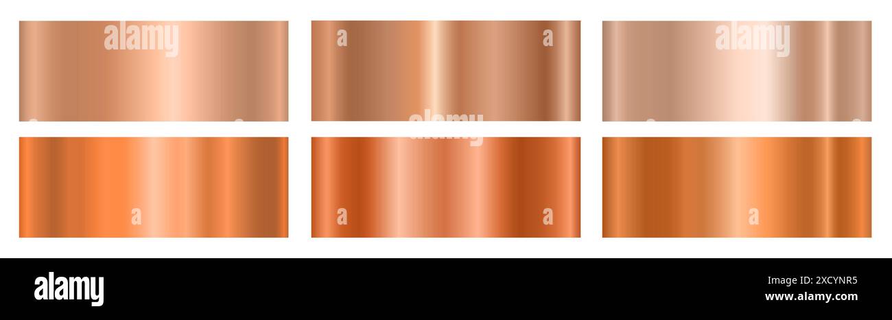 A set of copper glossy metal gradients. Metallic gradient effects for ...