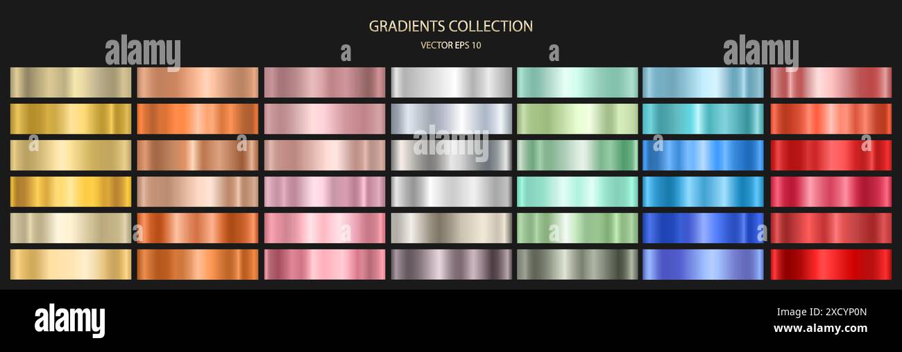 A set of metallic glossy gradients. The texture of a smooth metal ...