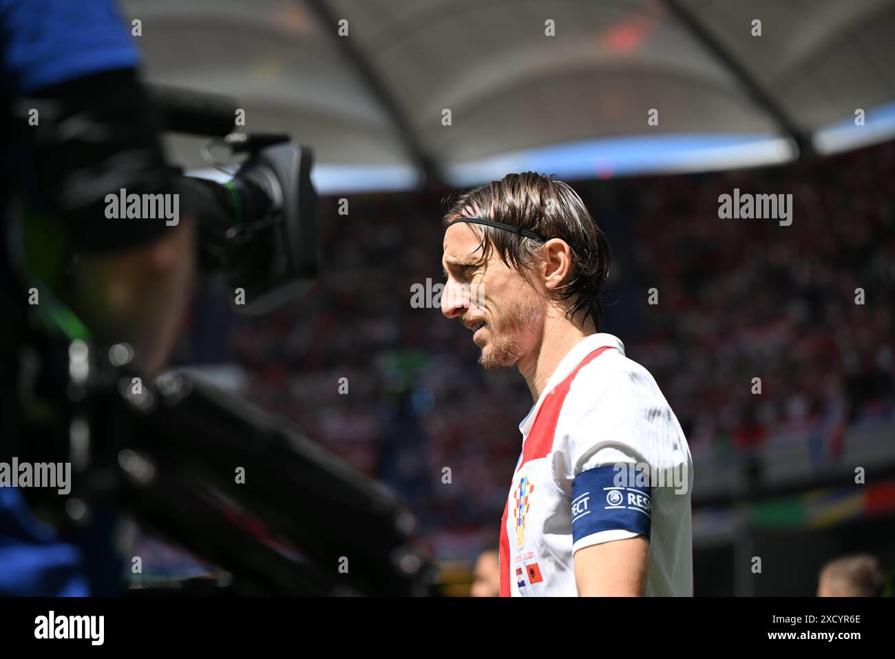 Hamburg. 19th June, 2024. Luka Modric of Croatia arrives before the ...